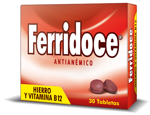 FERRIDOCE HIERRO Y VITAMINA B 12 ANTIANEMICO 30 TABLETAS | S&J HEALTH ...